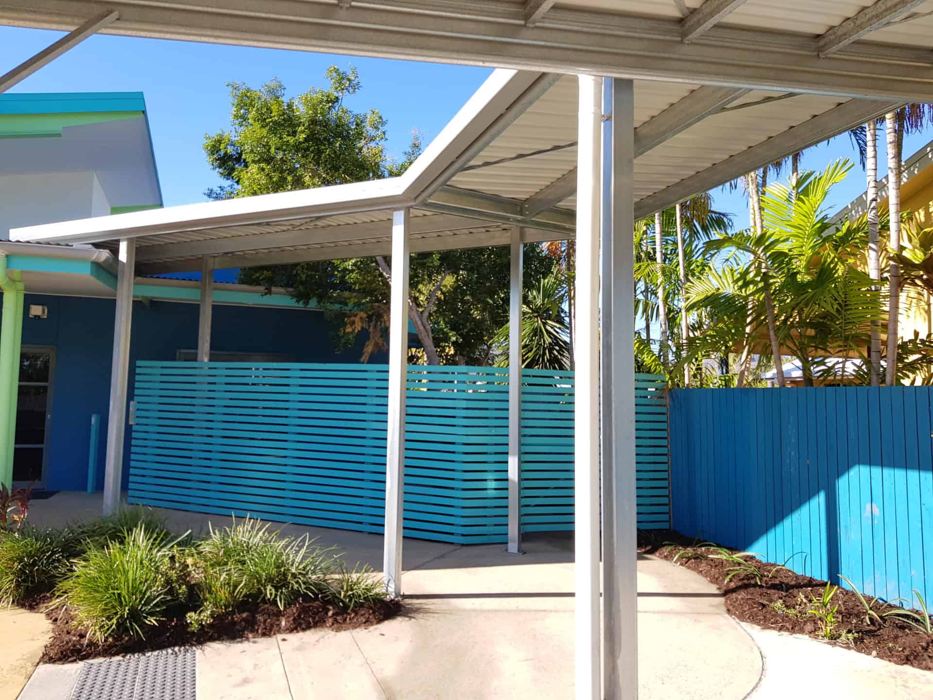 Pathway Patio Cover for Public Walkway - Bryland Sheds